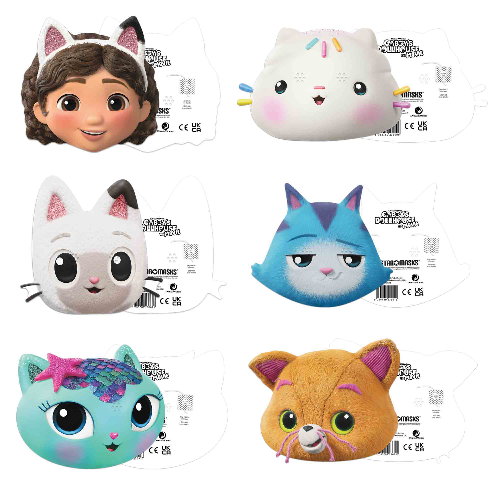 SMP466 Gabby's Dollhouse: The Movie Six Pack Masks – Star Cutouts