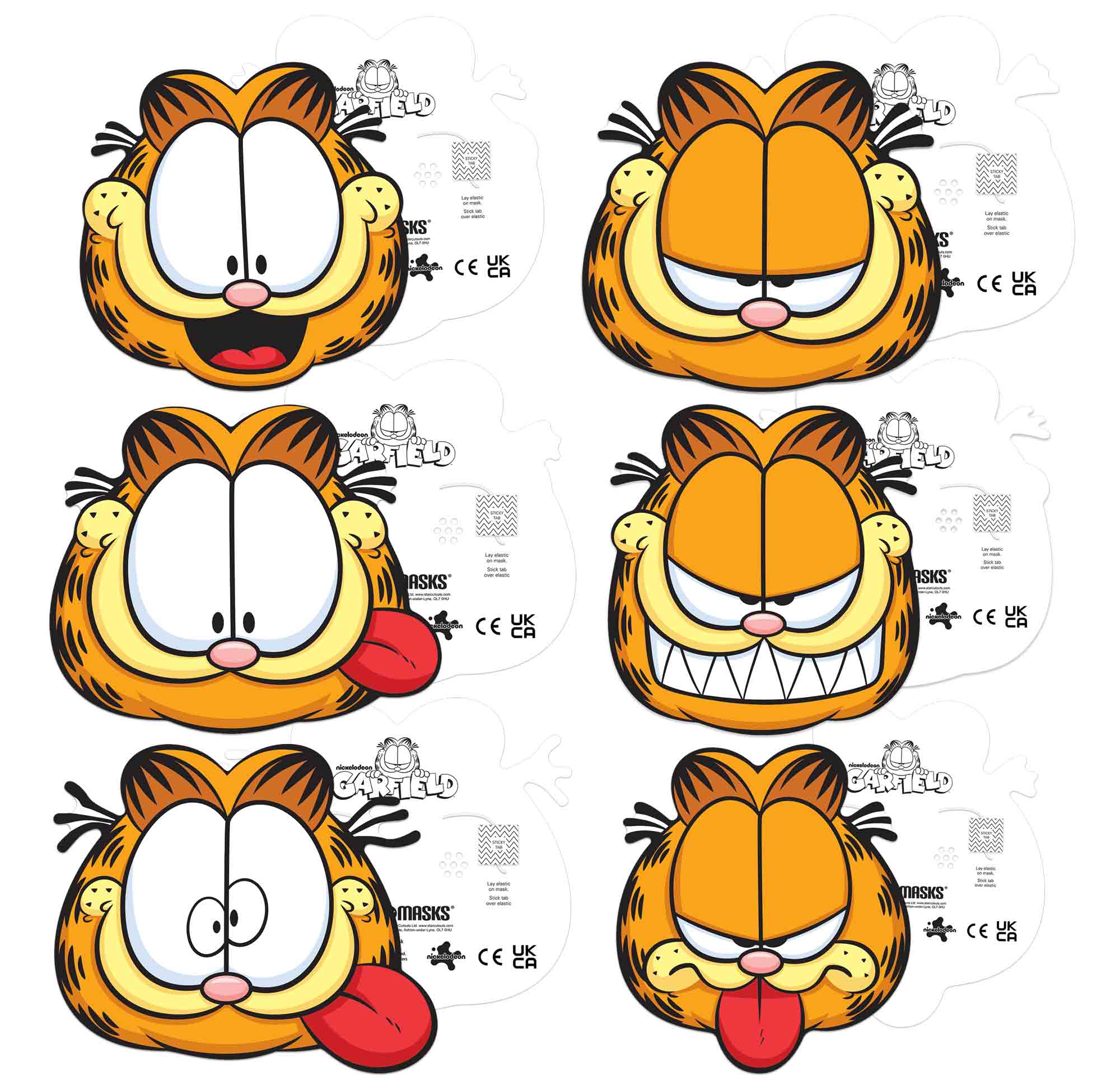 Garfield the Cat Six Pack Emotions Masks - Including Iconic Happy, Con ...