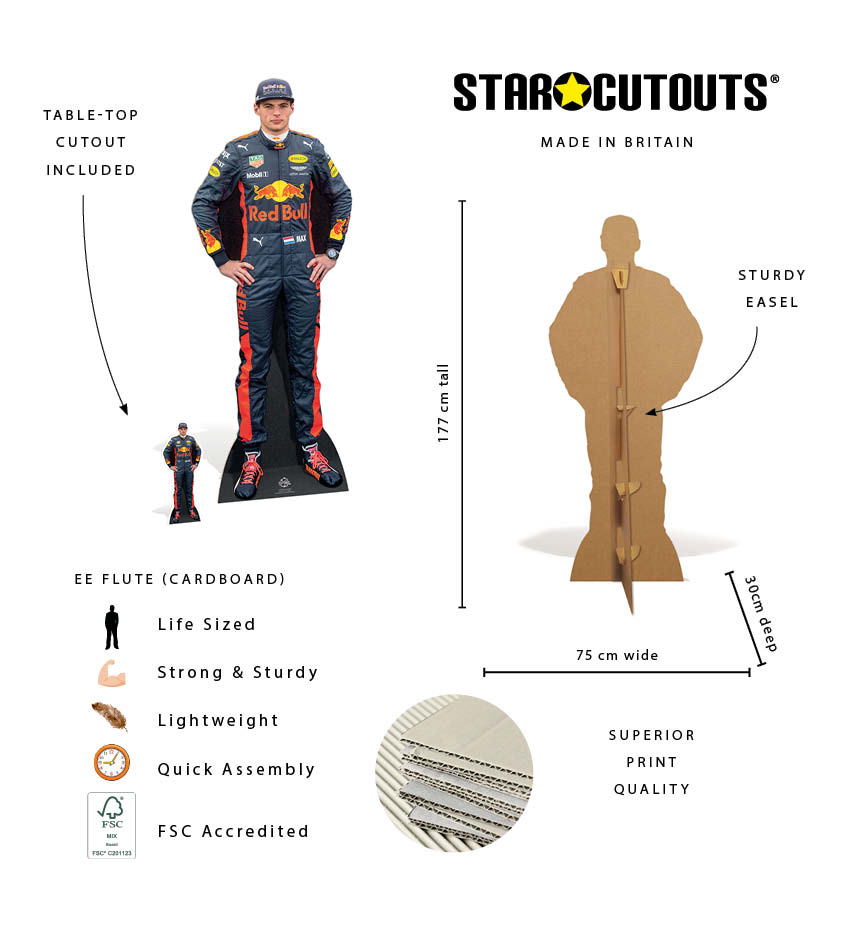 CS667 Max Verstappen Height 177cm Lifesize Cardboard Cut Out With Mini ...