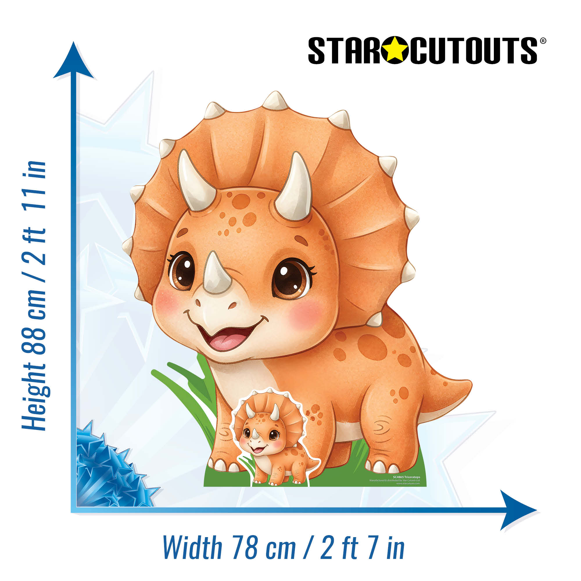 SC4865 Cute Cartoon Triceratops Small Cardboard Cutout – Star Cutouts